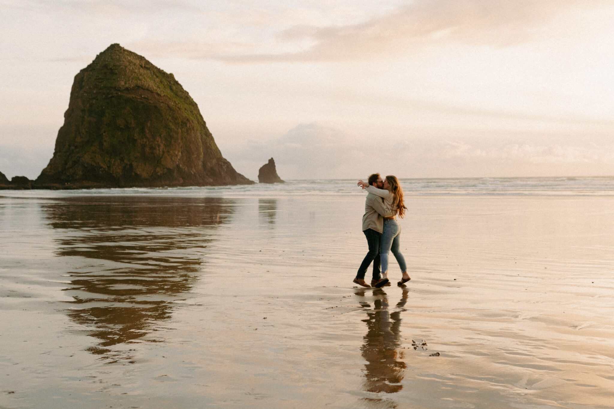 Playful Cannon Beach Engagement Photos | Megan + Zach
